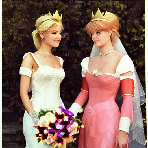 the lesbian wedding of princess peach and princess | Stable Diffusion