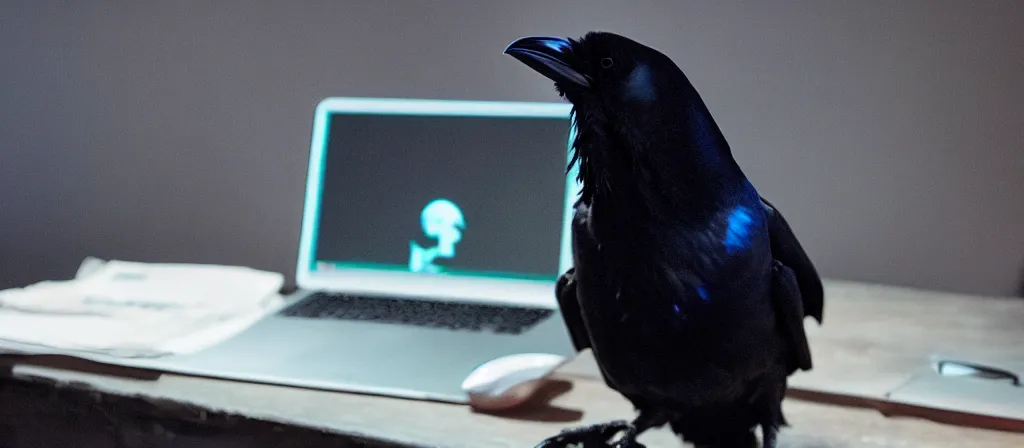a still of a raven hacking a computer, led lights, | Stable Diffusion | OpenArt