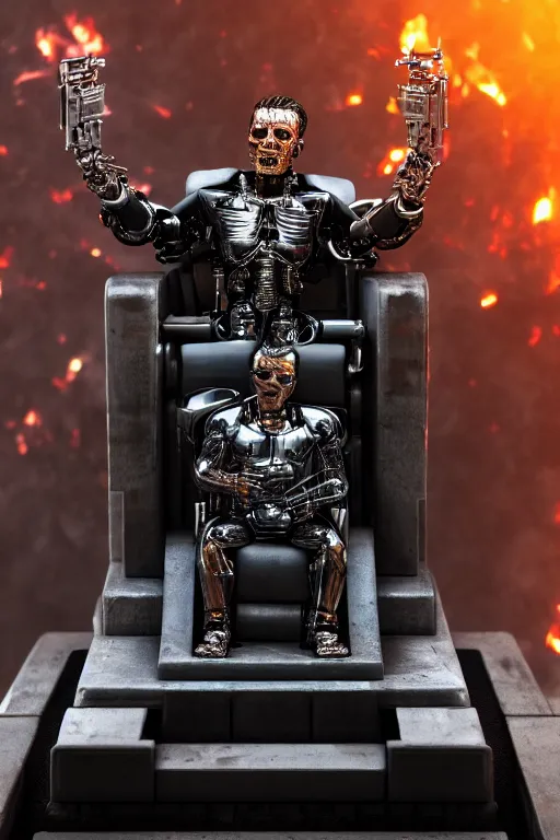 t - 8 0 0 terminator sitting on his throne, full | Stable Diffusion ...