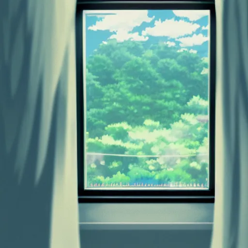 train window, rainy day, anime, ghibli, 9 0 s, retro | Stable Diffusion