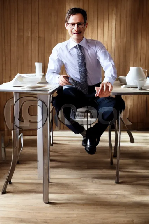 a stock photo of a business man sitting at a table by | Stable ...