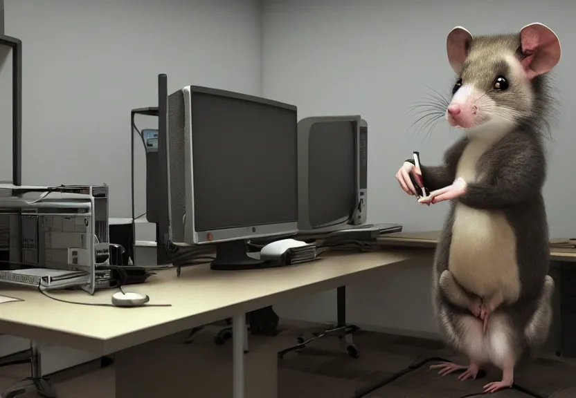 possum dressed as an office worker, working on a | Stable Diffusion ...