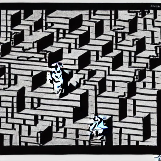 angry man stepping on legos, by m. c. escher | Stable Diffusion | OpenArt