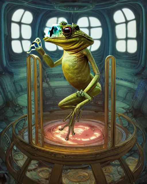 anthropomorphic art of a timelord frog inside tardis, | Stable ...