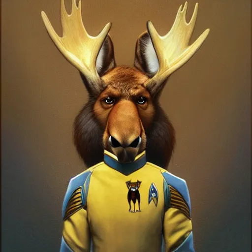 a portrait of a moose in a starfleet uniform star trek | Stable Diffusion