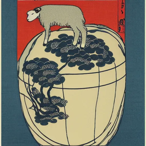 ceramic vase with electric sheep, roku by Hokusai | Stable Diffusion | OpenArt