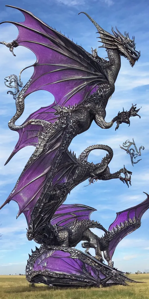 128 foot tall silver western style dragon that has | Stable Diffusion | OpenArt