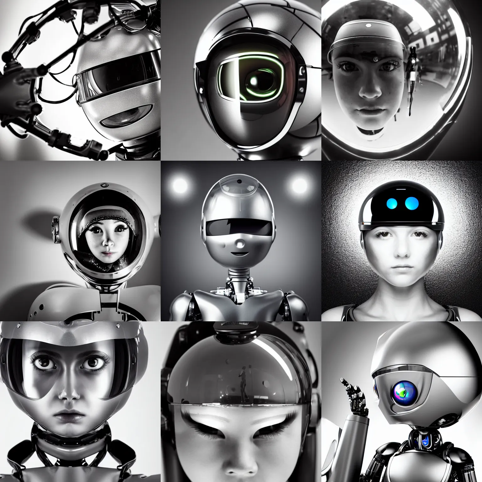 a robot cyborg girl with a big shiny spherical glass | Stable Diffusion ...