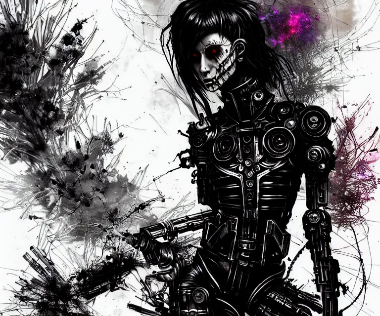 gothic mute hybrid cyborg warrior girl wearing cybor | Stable Diffusion
