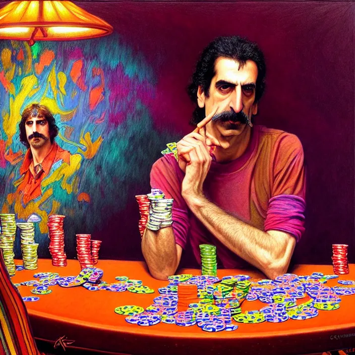 bright psychedelic portrait of frank zappa playing | Stable Diffusion ...