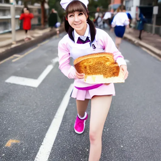 super chibi moe anime girl running down the street | Stable Diffusion ...