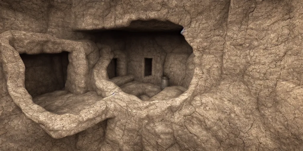 very a deep pit, houses are carved into the sidewalls, | Stable ...