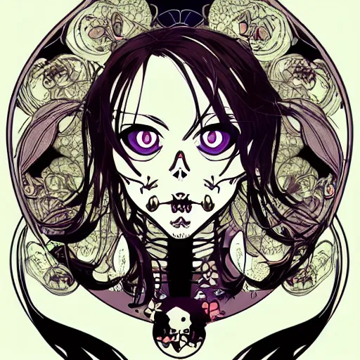 anime manga skull portrait girl female skeleton | Stable Diffusion ...