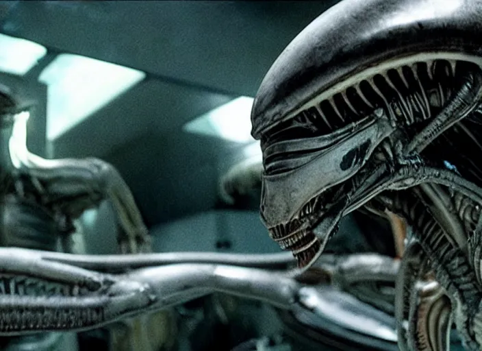 film still of alien!! xenomorph!! relaxing in a hot | Stable Diffusion