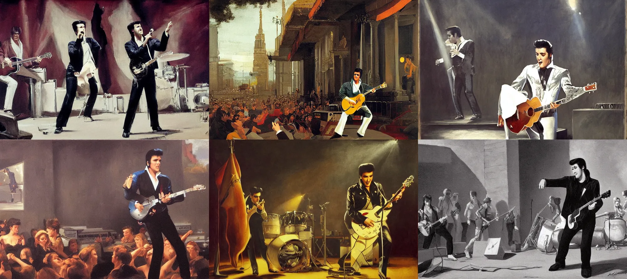 elvis presley performing on stage, painting by raphael | Stable ...