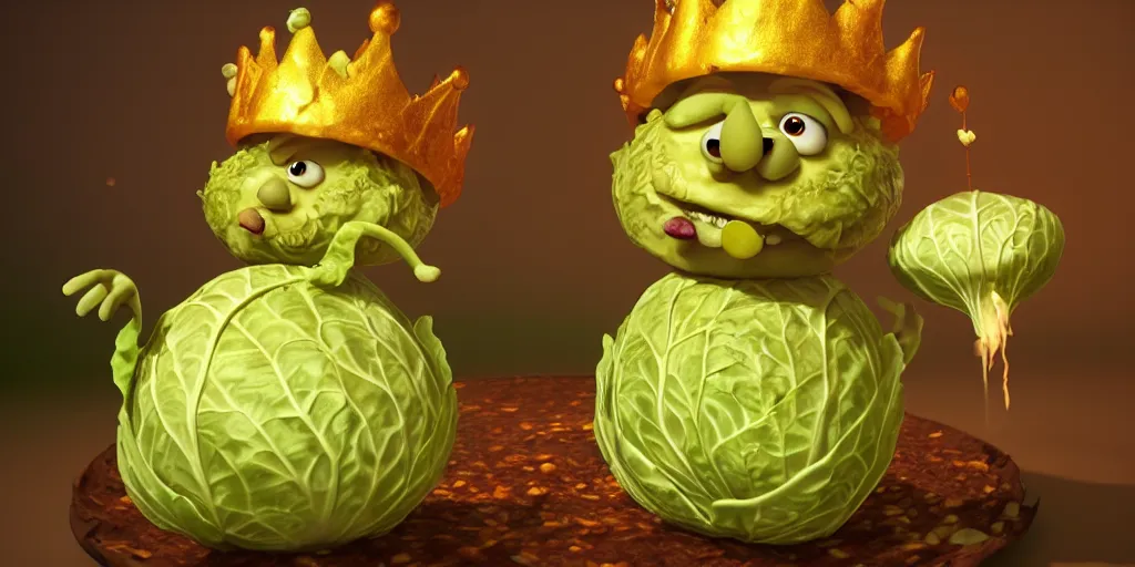 3 d render of cabbage character who is a king, wearing | Stable ...