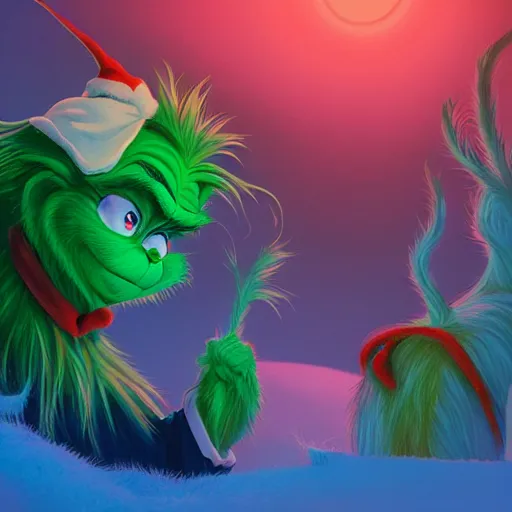 Dr. Seuss as The Grinch, ambient lighting, 4k, anime | Stable Diffusion