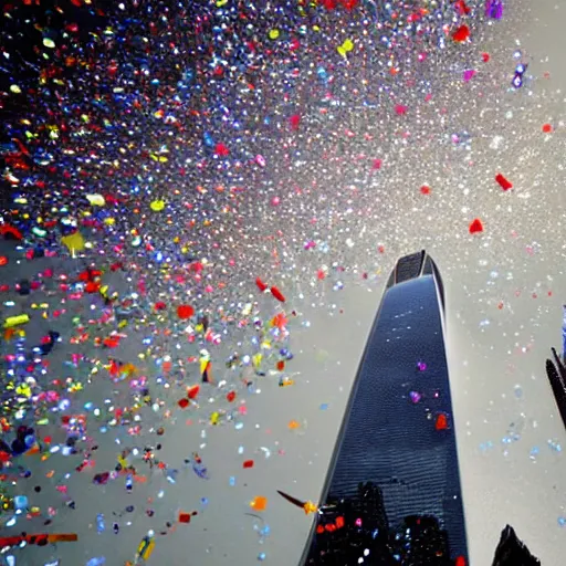 twin towers 9/11 with confetti explosion | Stable Diffusion | OpenArt