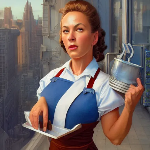 epic portrait an muscular waitress wearing short | Stable Diffusion ...