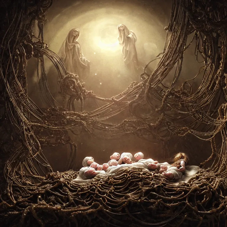 ribbed abandoned closeup Nativity of Jesus creche crib | Stable ...