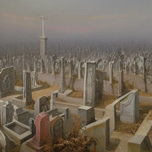 a photorealist oil painting of a necropolis pere - | Stable Diffusion ...