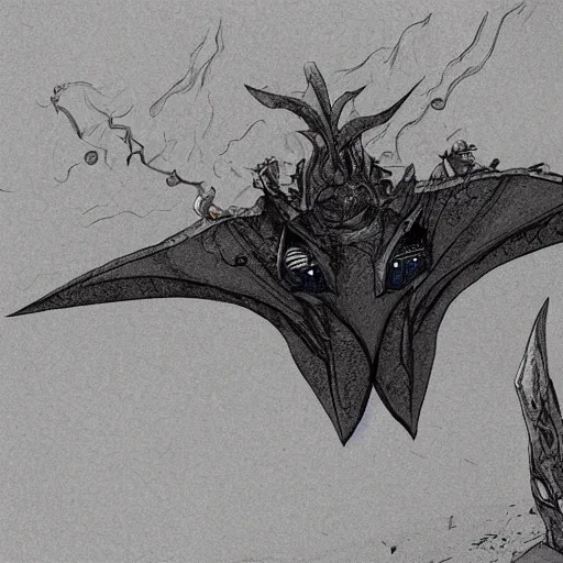 A flying fire Manta Ray Souls Boss. It is bursting in | Stable ...