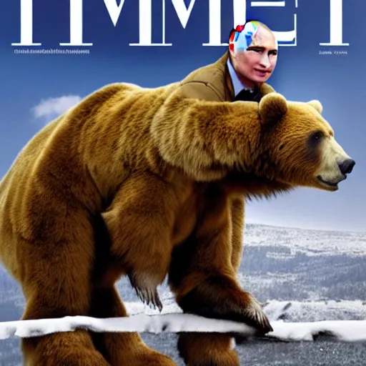 Putin riding a bear, high definition photo for Times | Stable Diffusion ...