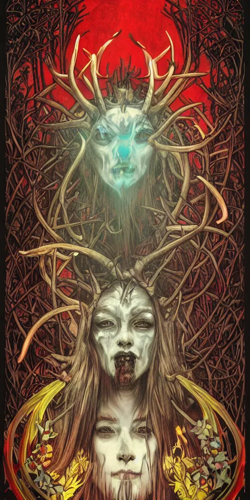 intense glowing black metal pagan god with antlers and | Stable ...
