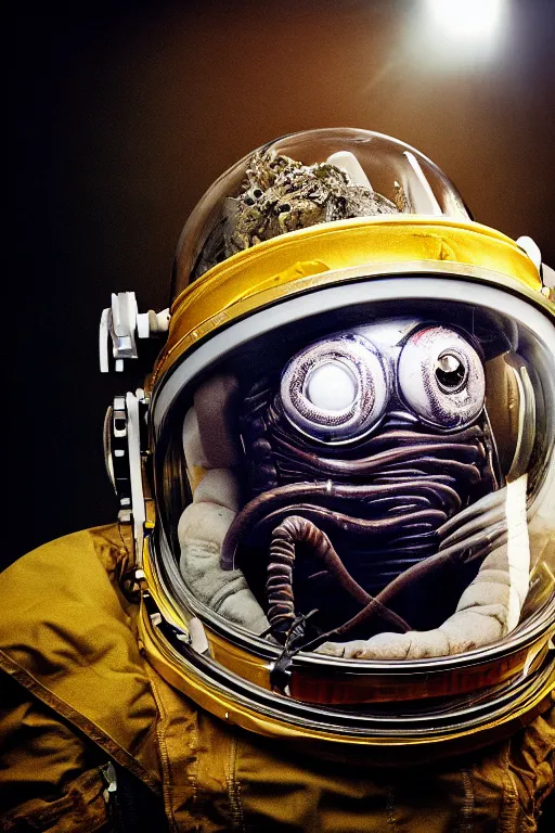 close-up of an astronaut space helmet with an otter's | Stable ...