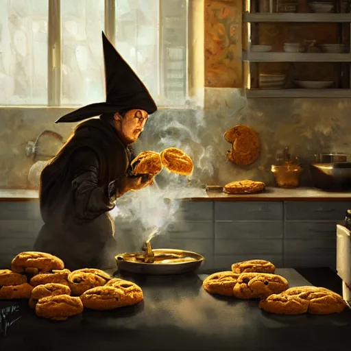 wizard cooking a batch of cookies in a modern kitchen, | Stable ...