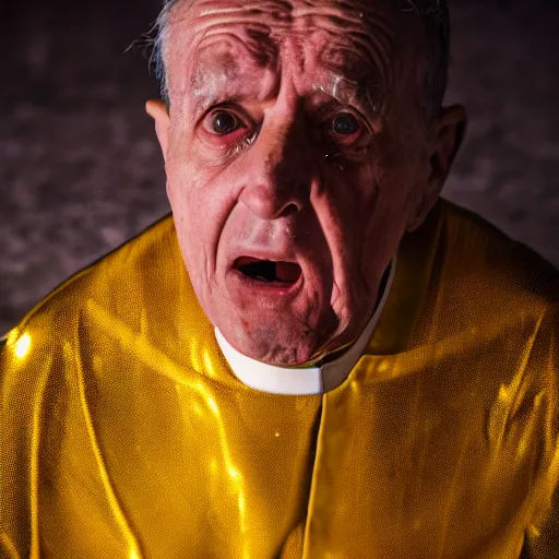 A terrified old catholic priest in black garb kneeled | Stable ...