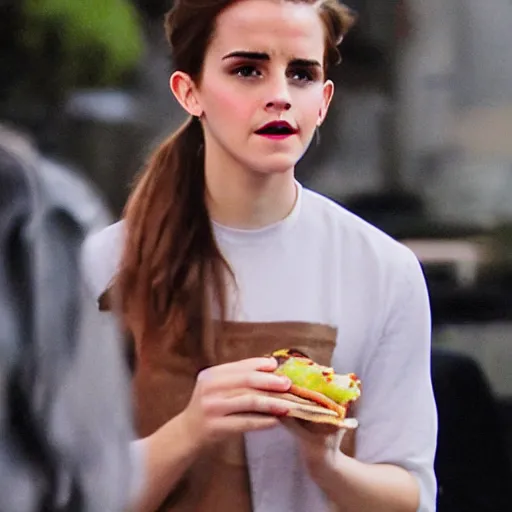 A Polaroid image of Emma Watson eating a burguer | Stable Diffusion ...