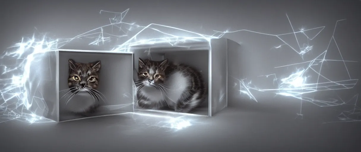 3 d render of schrodinger's cat in a box, quantum | Stable Diffusion | OpenArt