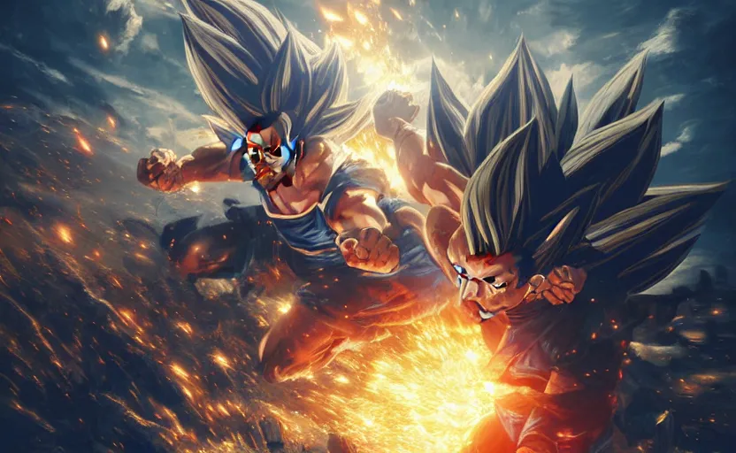 super saiyan attacking Paris france, digital art,ultra | Stable ...