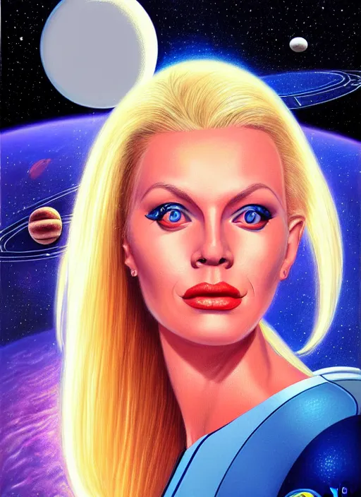 portrait of a blonde alien plejaren woman inside a | Stable Diffusion