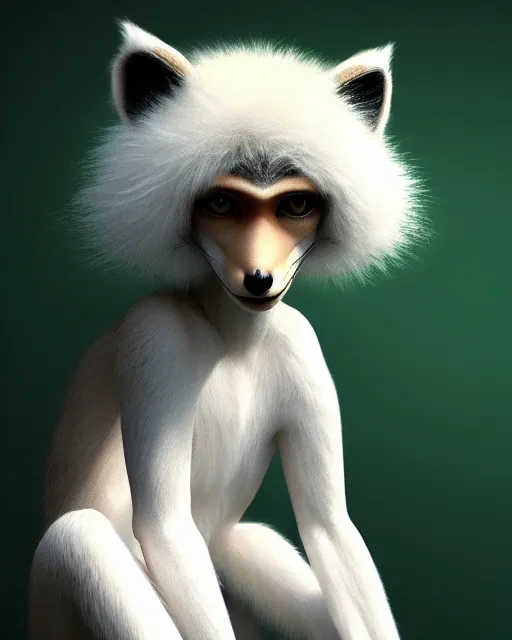 fox as a monkey, fluffy white fur, black ears, | Stable Diffusion | OpenArt