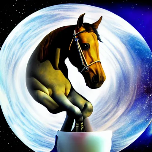 horse riding on astronaut back, surreal, lsd, face, | Stable Diffusion ...