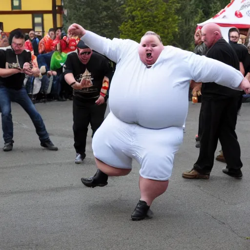 a dramatic photo from the annual extreme fat man | Stable Diffusion