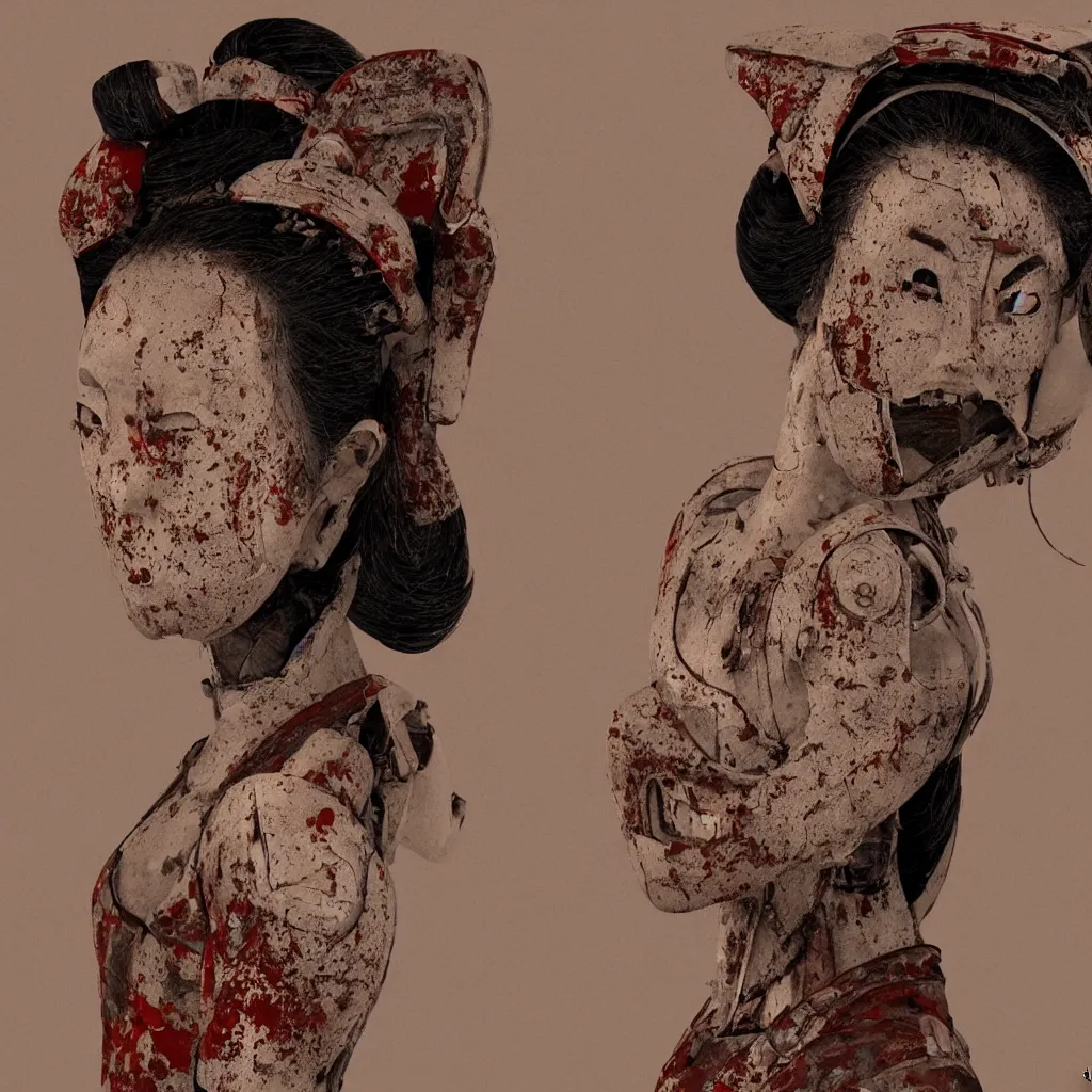 A slightly rusty, beaten up Japanese robotic geisha, | Stable Diffusion ...
