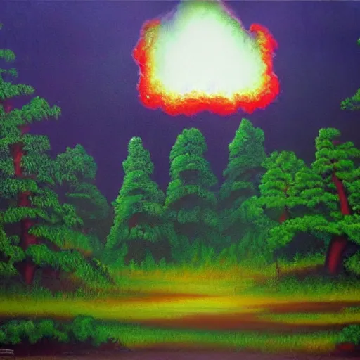 A beautiful forest with a nuclear bomb going off in | Stable Diffusion ...
