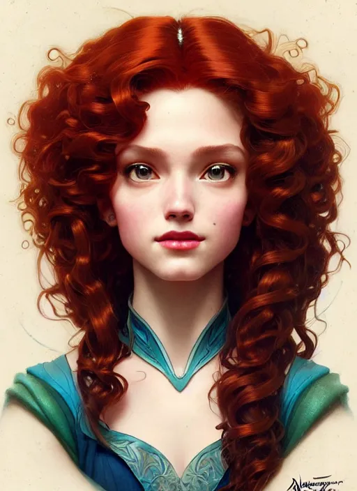 portrait of disney merida, intricate, elegant, highly | Stable ...