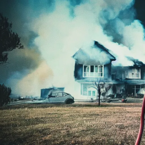 a photo of a house burning down in the background and | Stable ...