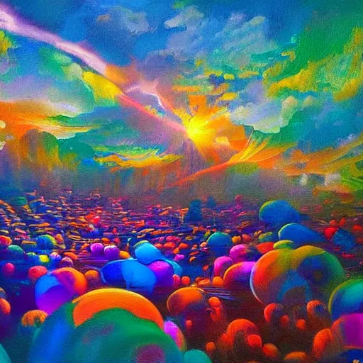 a dreamlike painting of a colourful heaven filled with | Stable ...