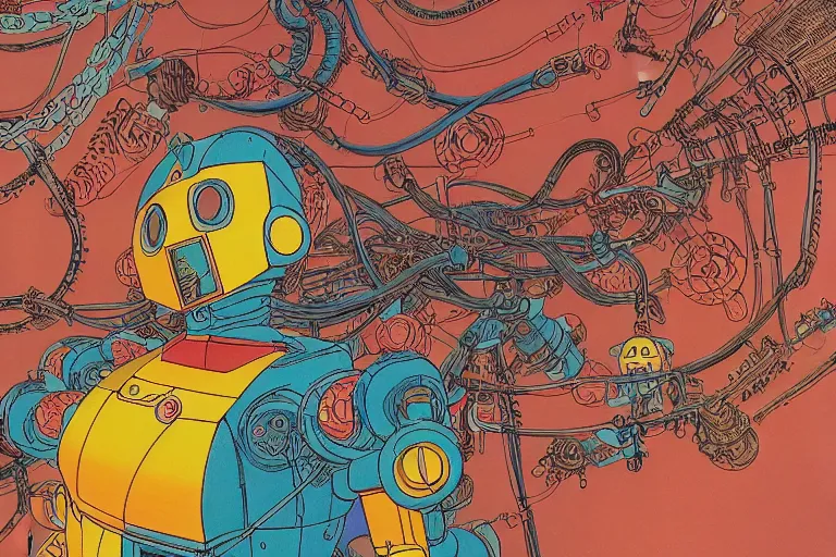 risograph grainy drawing vintage sci - fi, satoshi kon | Stable ...