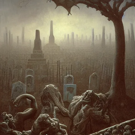 a photorealist oil painting of a necropolis pere - | Stable Diffusion ...