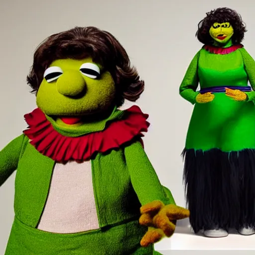 mafalda as a muppet. full body. coherent. happy. green | Stable ...