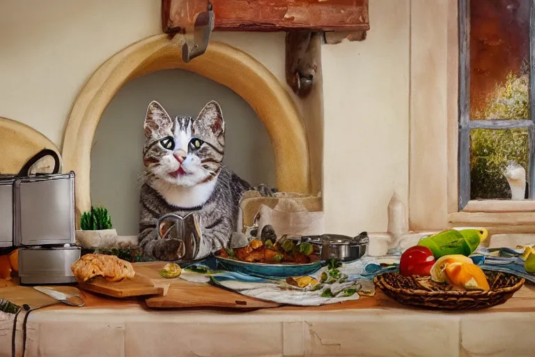 Photography of Cat cooking in Provence style kitchen , | Stable ...
