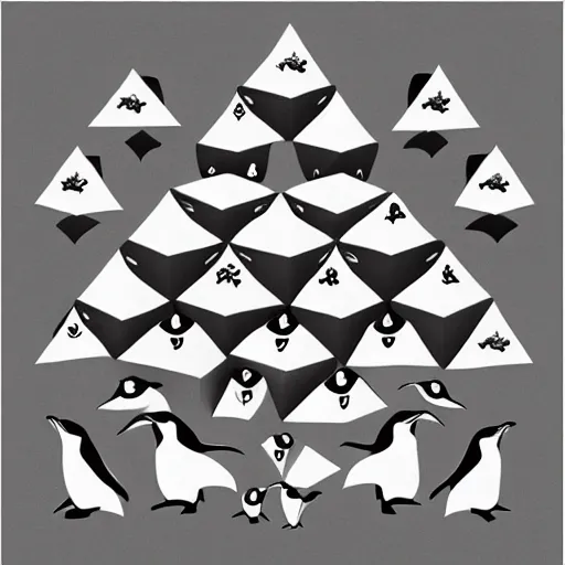 “penguins arranged in the shape of a Sierpinski | Stable Diffusion ...