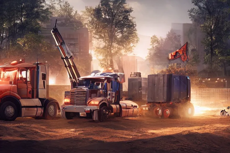 a view from a dump truck driver seat at a park | Stable Diffusion | OpenArt