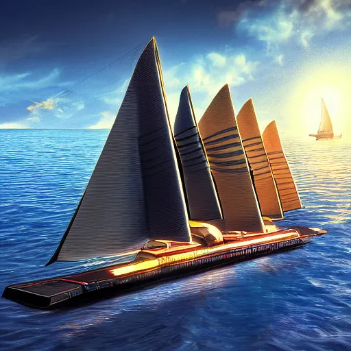 futuristic ship in a purple sea, detasiled, sharp, 4k, | Stable ...